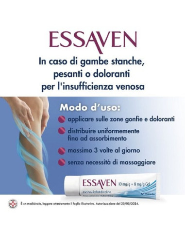 Essaven gel per insufficienza venosa e fragilità capillare 10mg + 8mg 80g